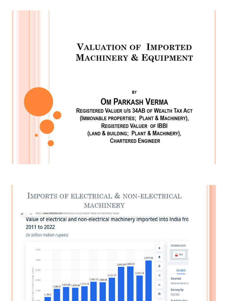 Valuation of Imported Machinery & Equipment | PDF