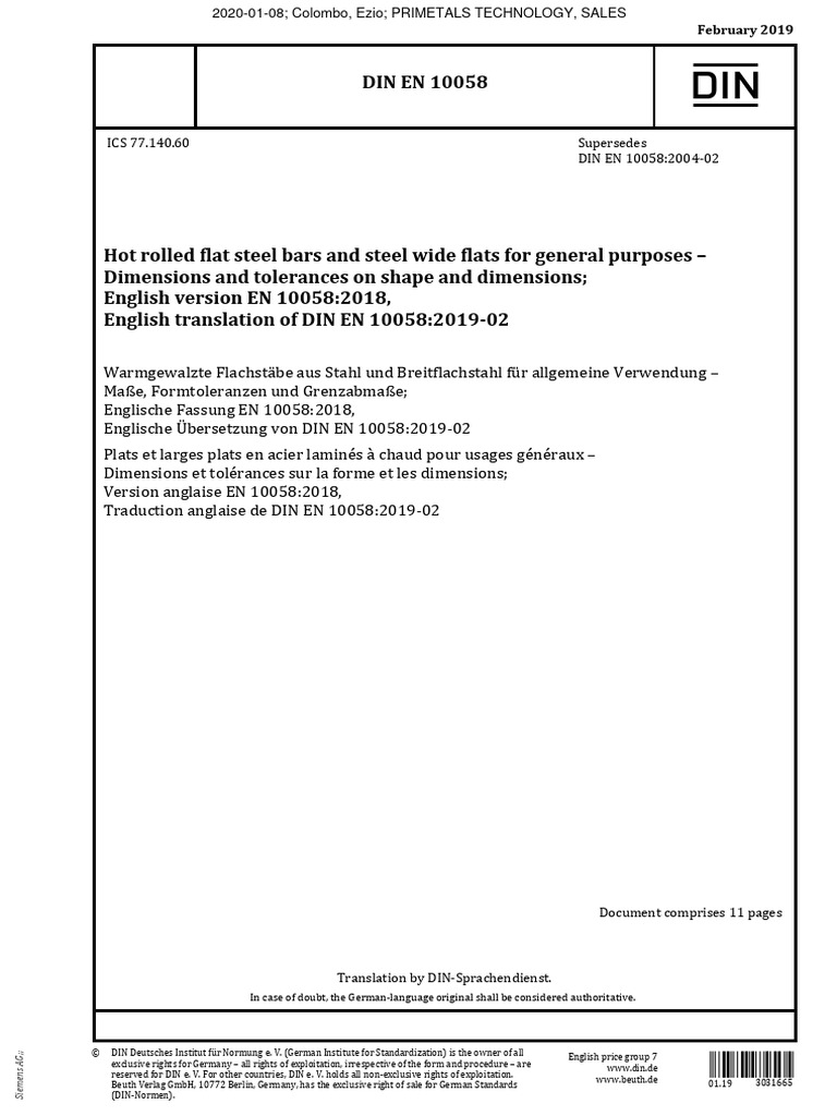 Din en 10058-2019 | PDF