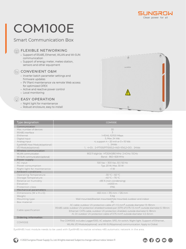 DS 20220505 COM100E Datasheet V11 EN | PDF | Wireless Lan | Ieee 802.11