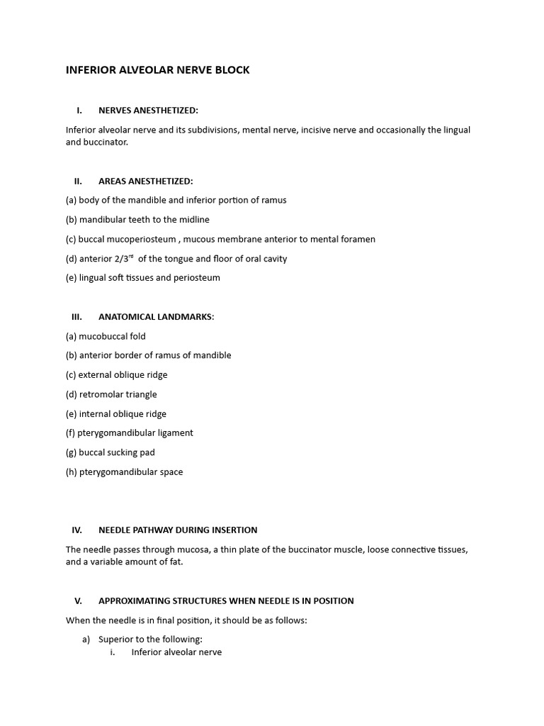 Inferior Alveolar Nerve Block Guide | PDF | Human Anatomy | Human Head ...