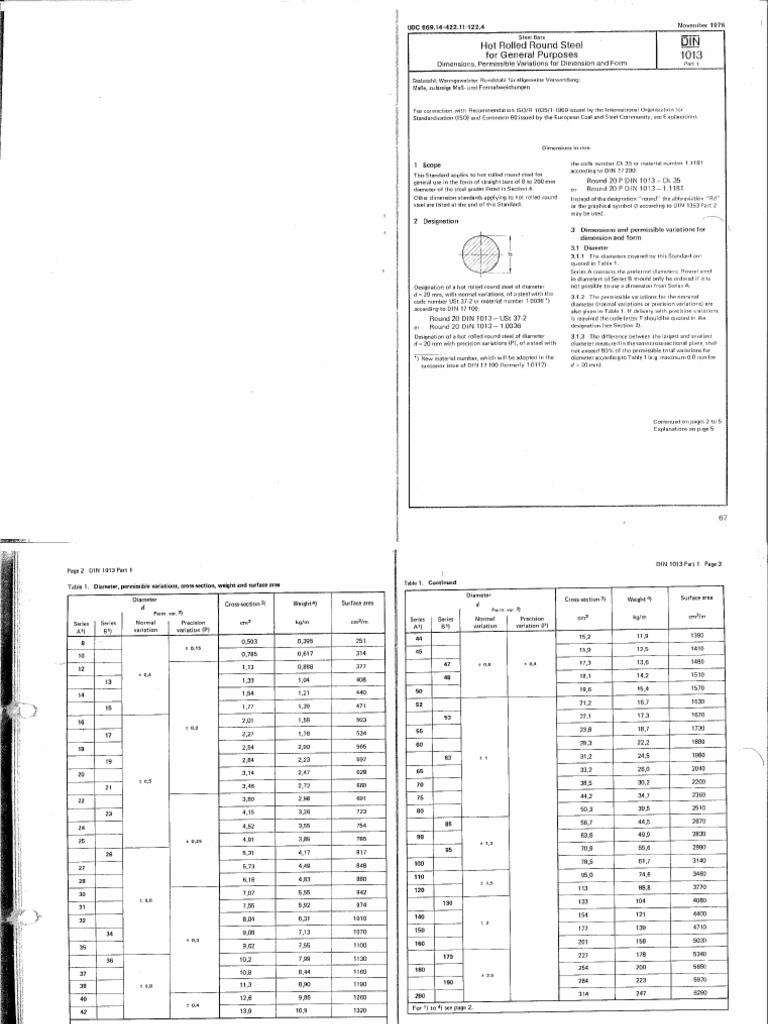 DIN 1013 Part1 Rounds | PDF