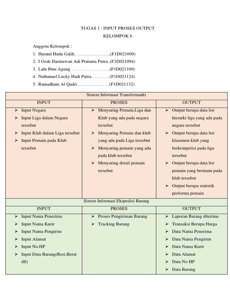 Kelompok 6 - Input Proses Output | PDF