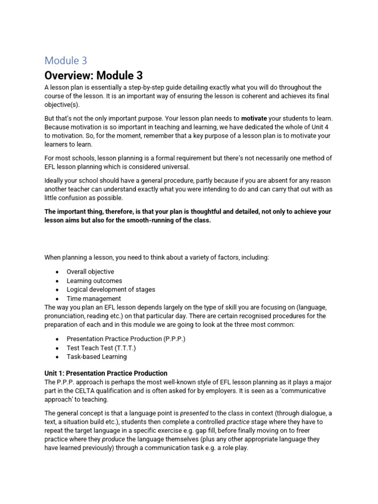 Tefl Notes Module 3 | PDF | Language Arts & Discipline