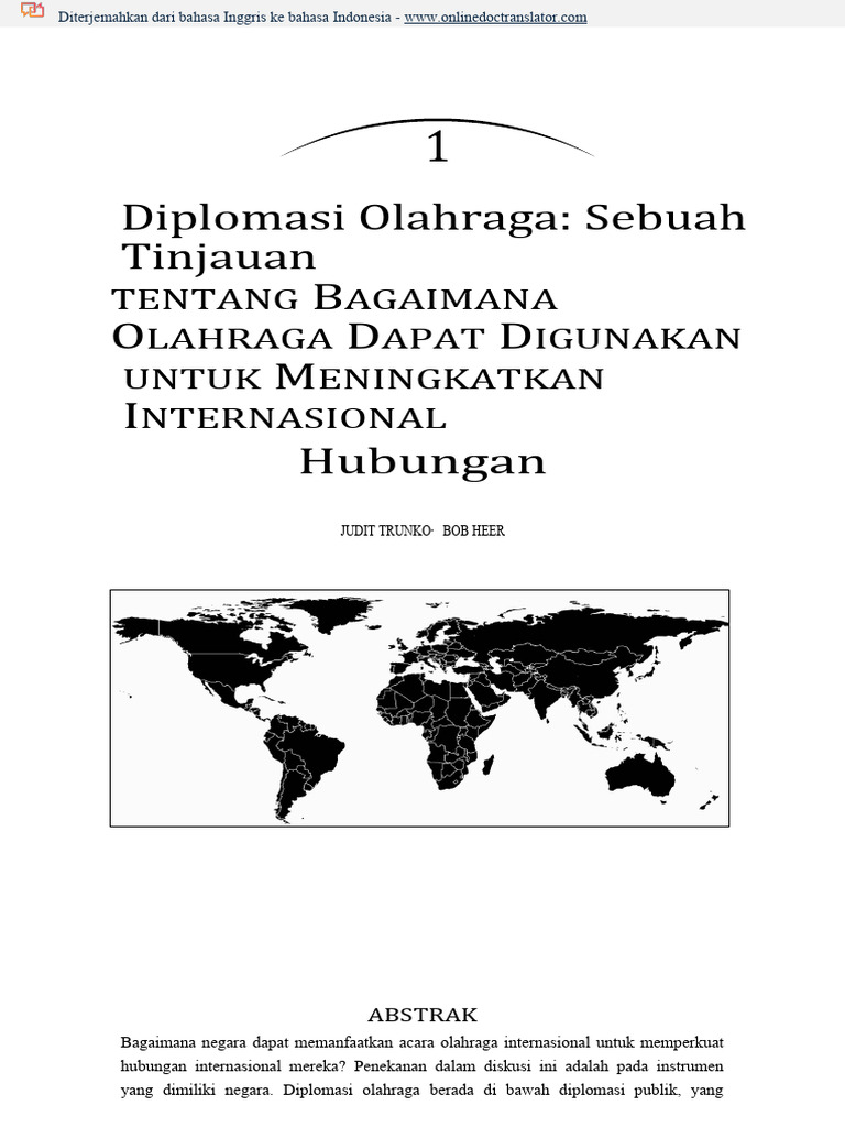 Sport Diplomacy - A Review of How Sports Can Be Used To Improve International Relationships - En ...