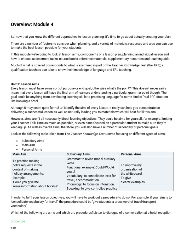 Tefl Notes Module 4 | PDF