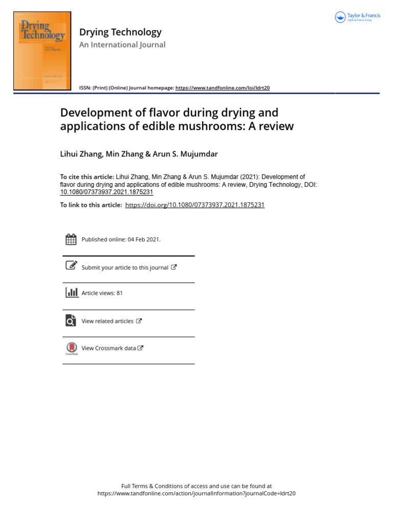 Flavor Development in Dried Mushrooms | PDF | Chemical Reactions | Taste