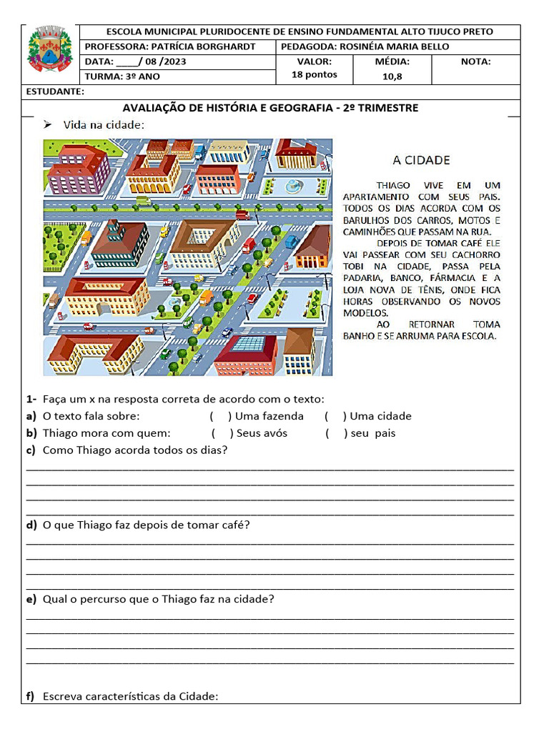 AVALIAÇÃO DE HISTÓRIA E GEOGRAFIA 2º TRIMESTRE | PDF