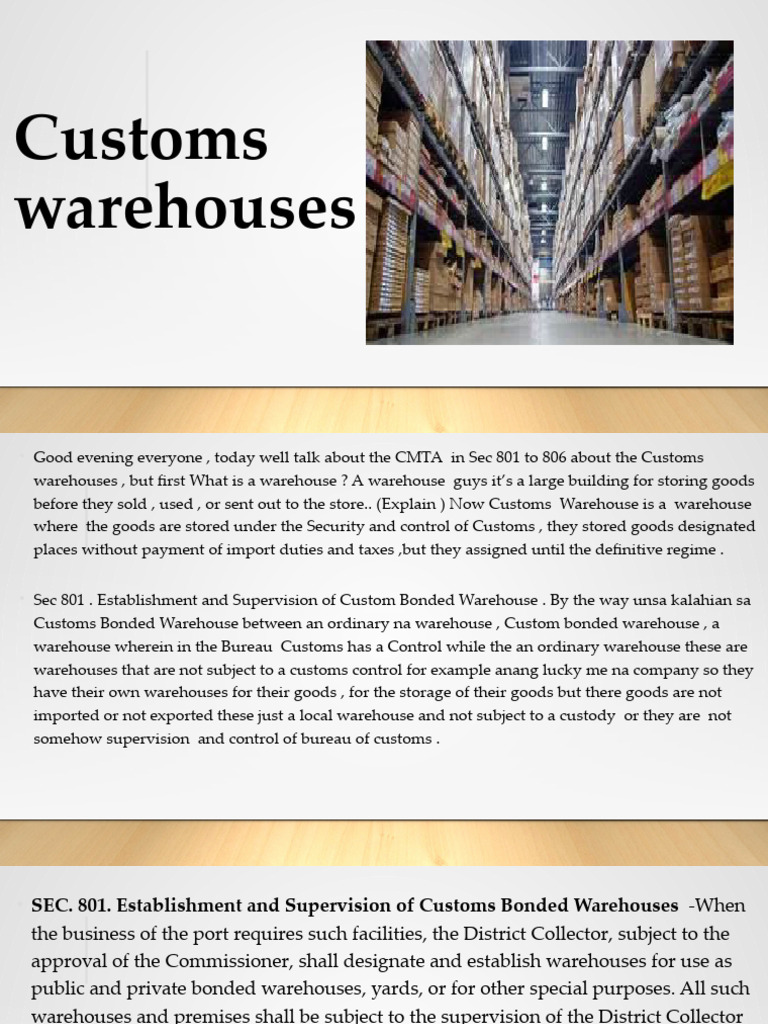 Customs Warehouses Report 1 | PDF