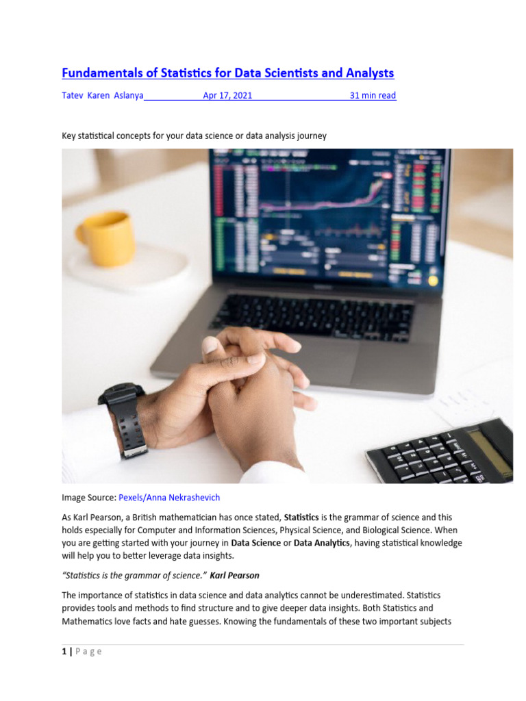 Fundamentals of Statistics For Data Scientists and Analysts | PDF