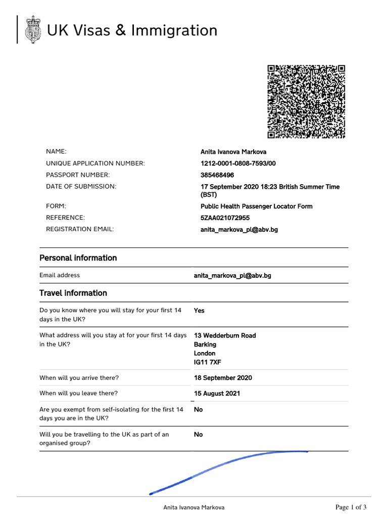 UK Passenger Locator Form Details | PDF | Travel Visa | International Law