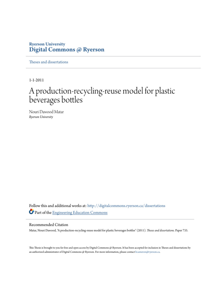 A Production-Recycling-Reuse Model For Plastic Beverages Bottles | PDF