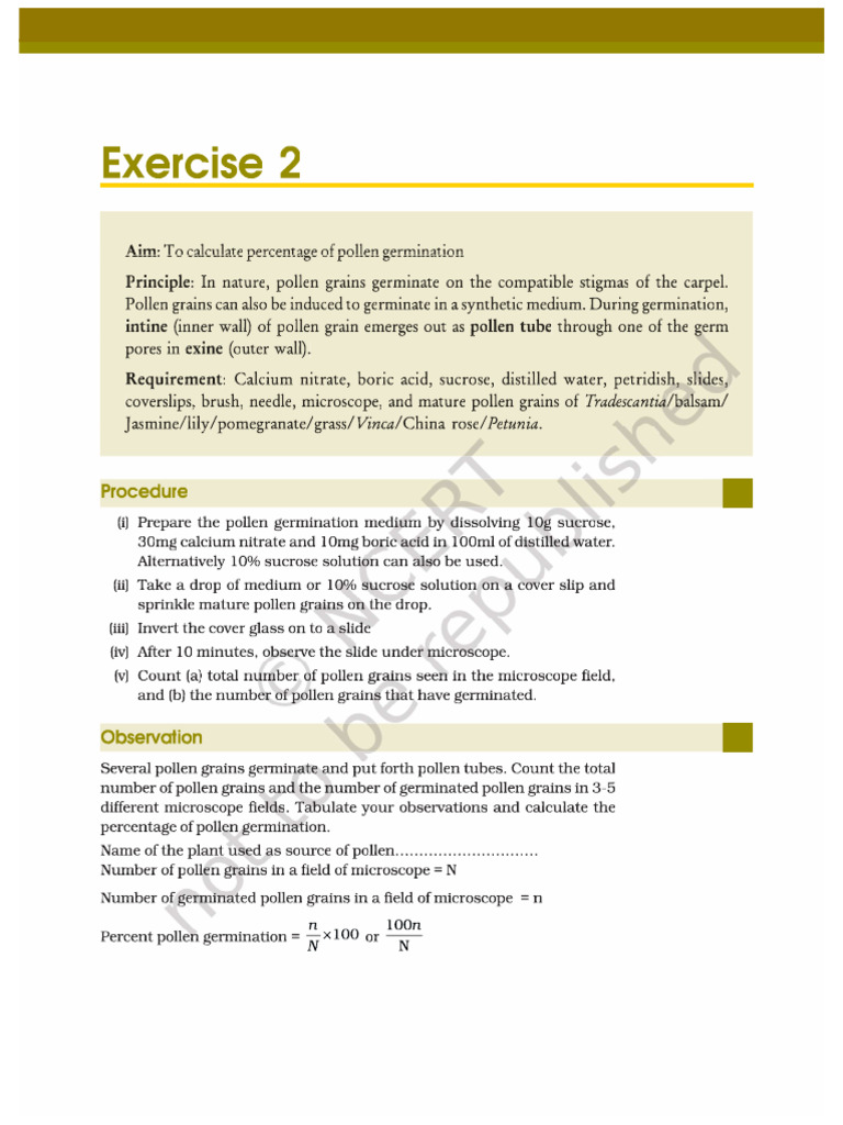 Prepare A Temporary Mount To Observe Pollen Germination. | PDF