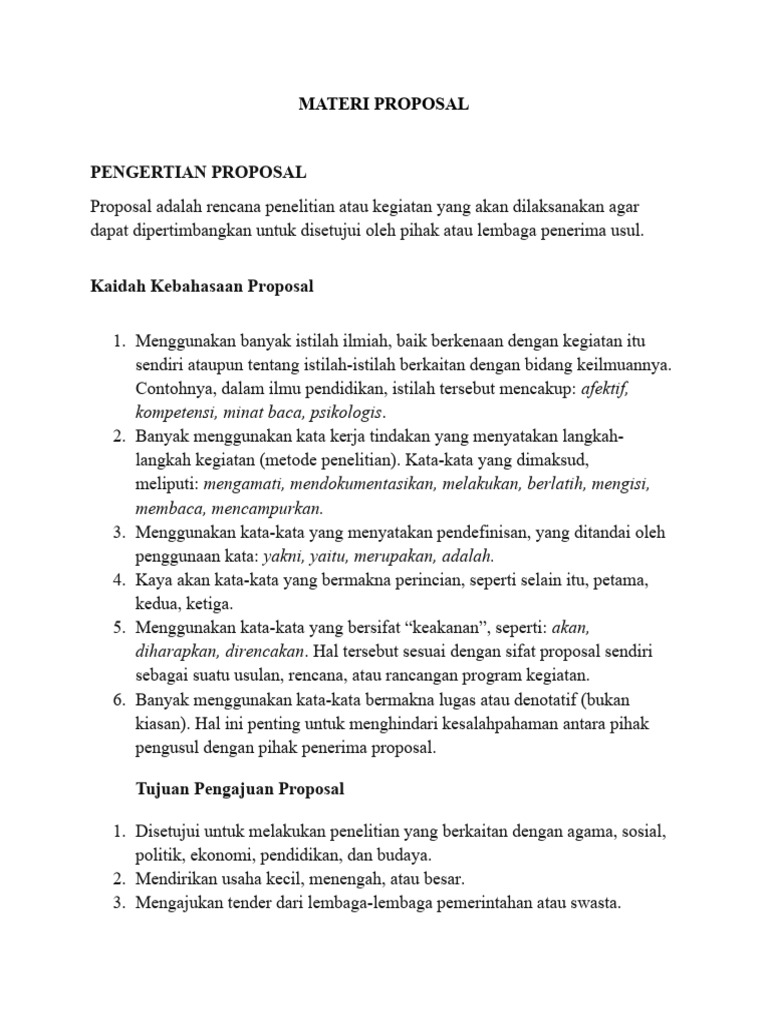 MATERI PROPOSAL Contoh | PDF