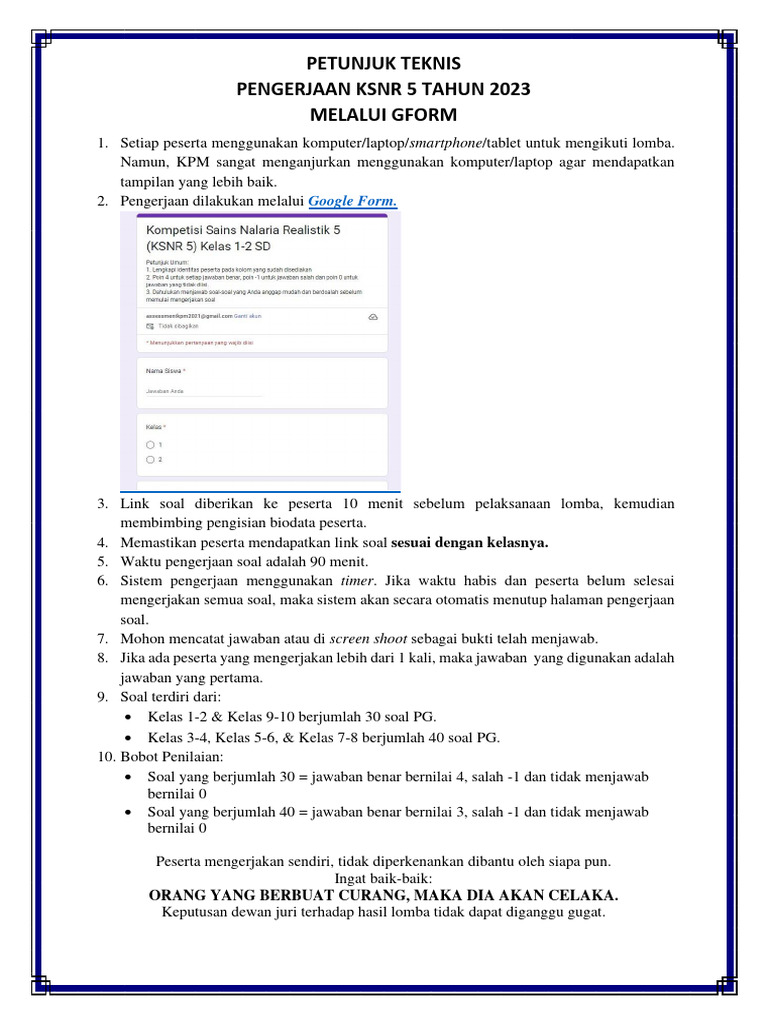 Daftar Peserta KSN-R Kelas 5-6 | PDF