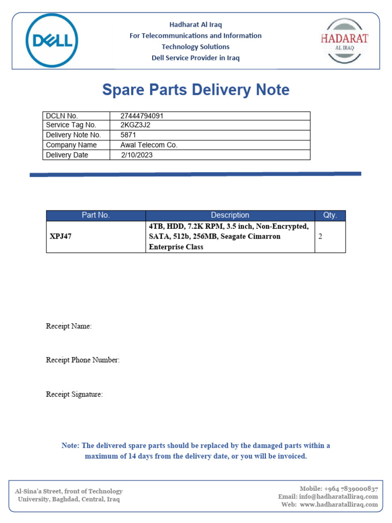 ICS Delivery Note 27444794091 | PDF