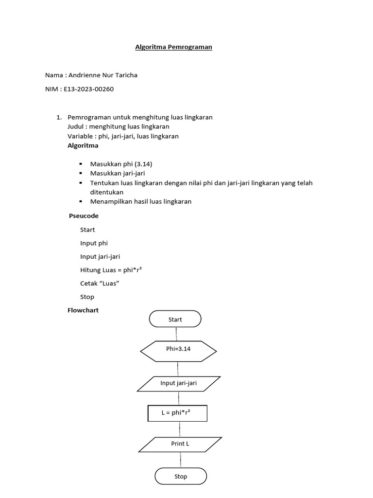 Tugas01 Algoritma E13101 00260 | PDF | Metode & Bahan Ajar