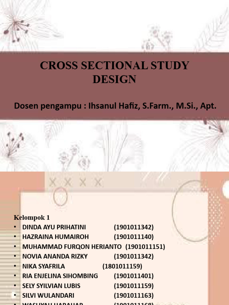 Desain Studi Cross Sectional dalam Kesehatan | PDF | Pengembangan Diri ...