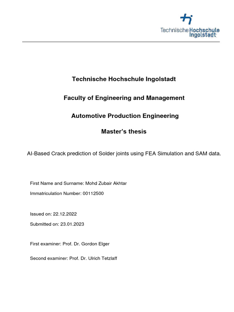 AI Based Crack Prediction of Solder Joints | PDF | Finite Element Method | Artificial Neural Network