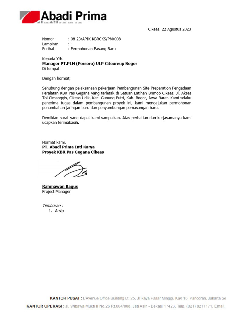 Surat Perluasan Jaringan | PDF Surat Perluasan Jaringan | PDF