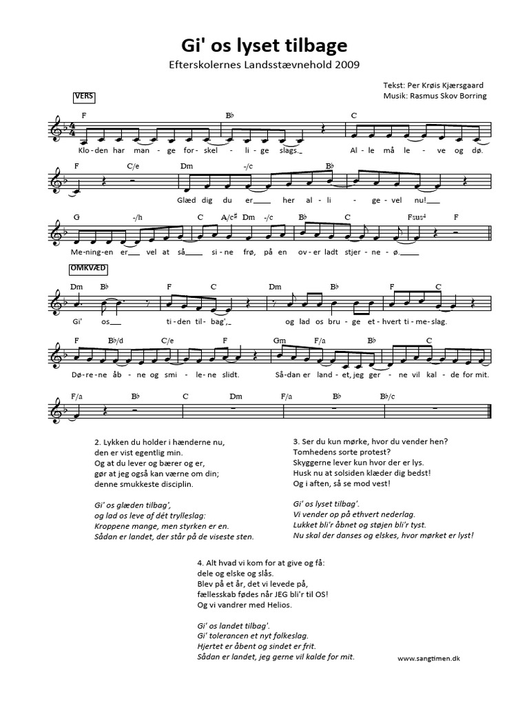Gi - ' Os Lyset Tilbage - Node+tekst Tryk2 | PDF
