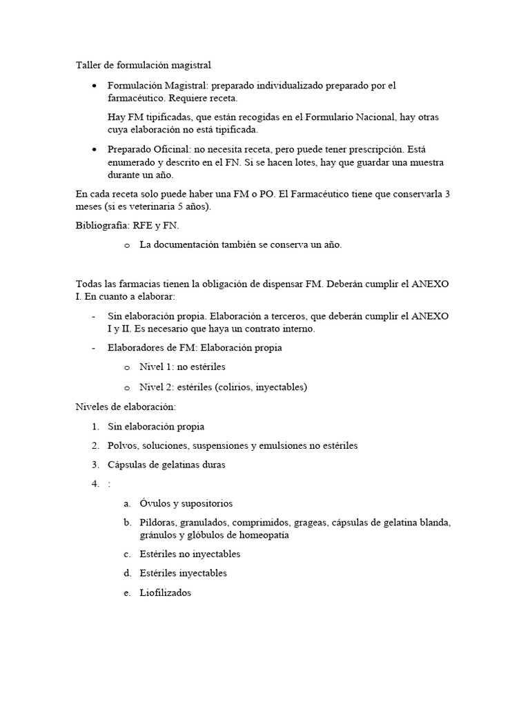 Taller de Formulación Magistral | PDF