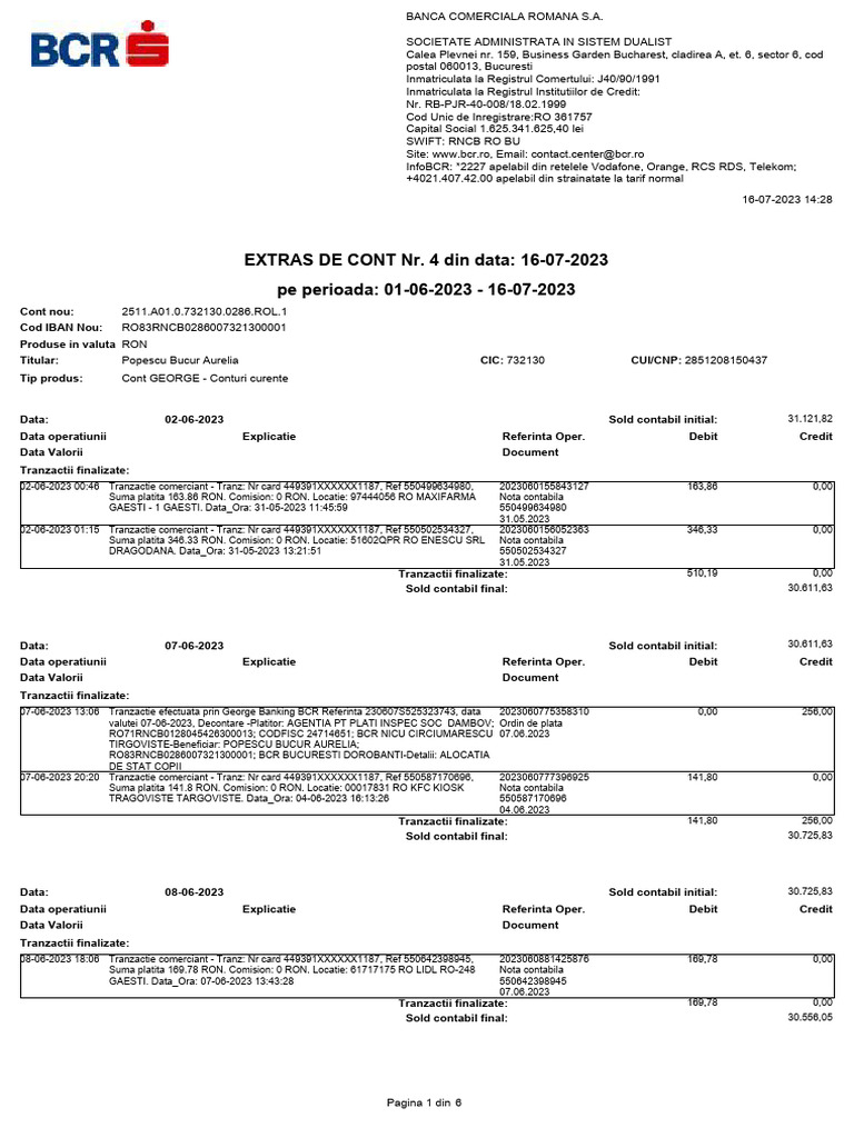Extras de Cont - 20230716 - 142843 | PDF | Banks | Institutional Investors
