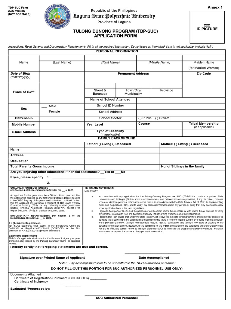 Annex 1 TDP Application Form 1 | PDF | Justice | Crime & Violence