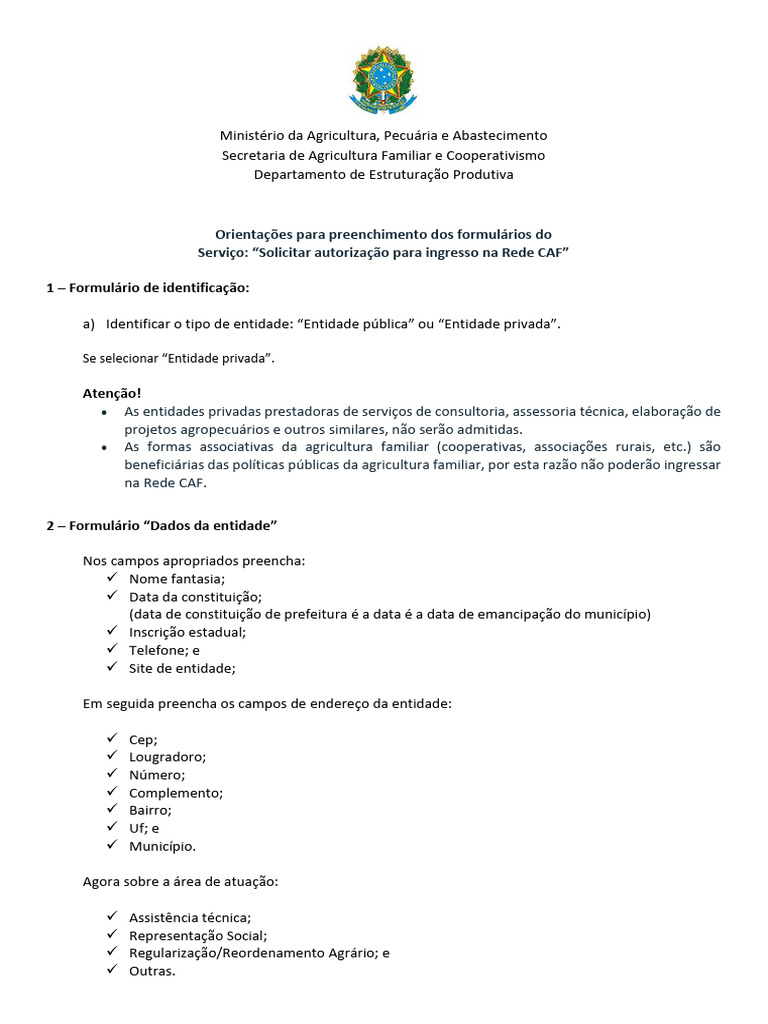 Guia de Preenchimento para Rede CAF | PDF | Gestão de recursos humanos ...