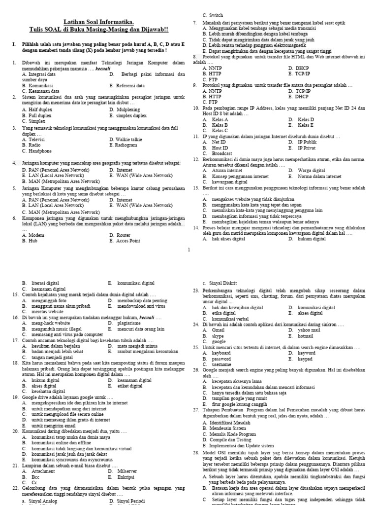 Latihan Soal Informatika | PDF