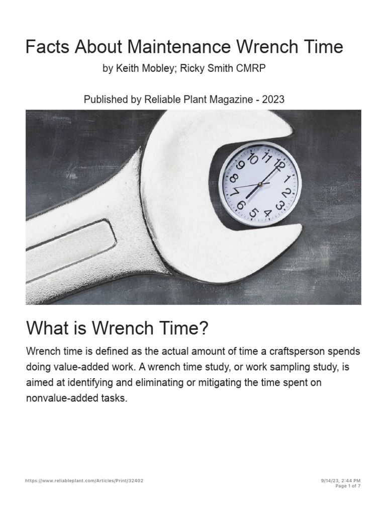 Facts About Maintenance Wrench Time | PDF