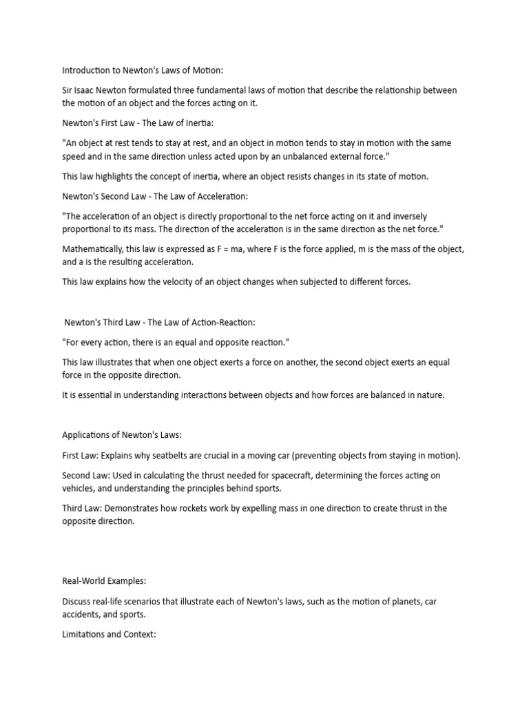 Introduction to Newton's Laws of Motion | PDF | Force | Newton's Laws ...