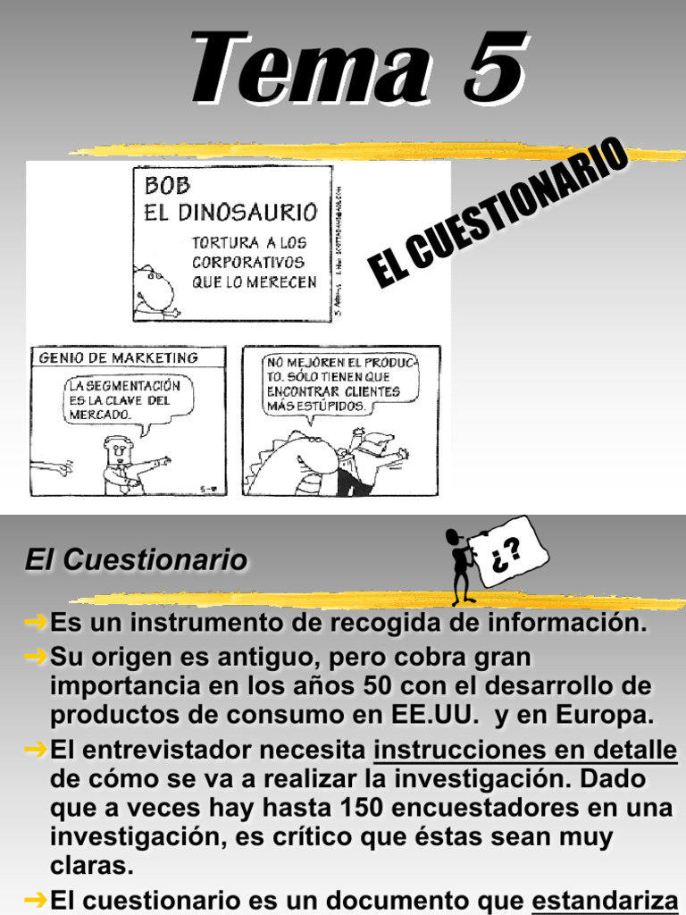 Tema 5 Inv Com El Cuestionario | PDF | Cuestionario | Metodología de encuesta