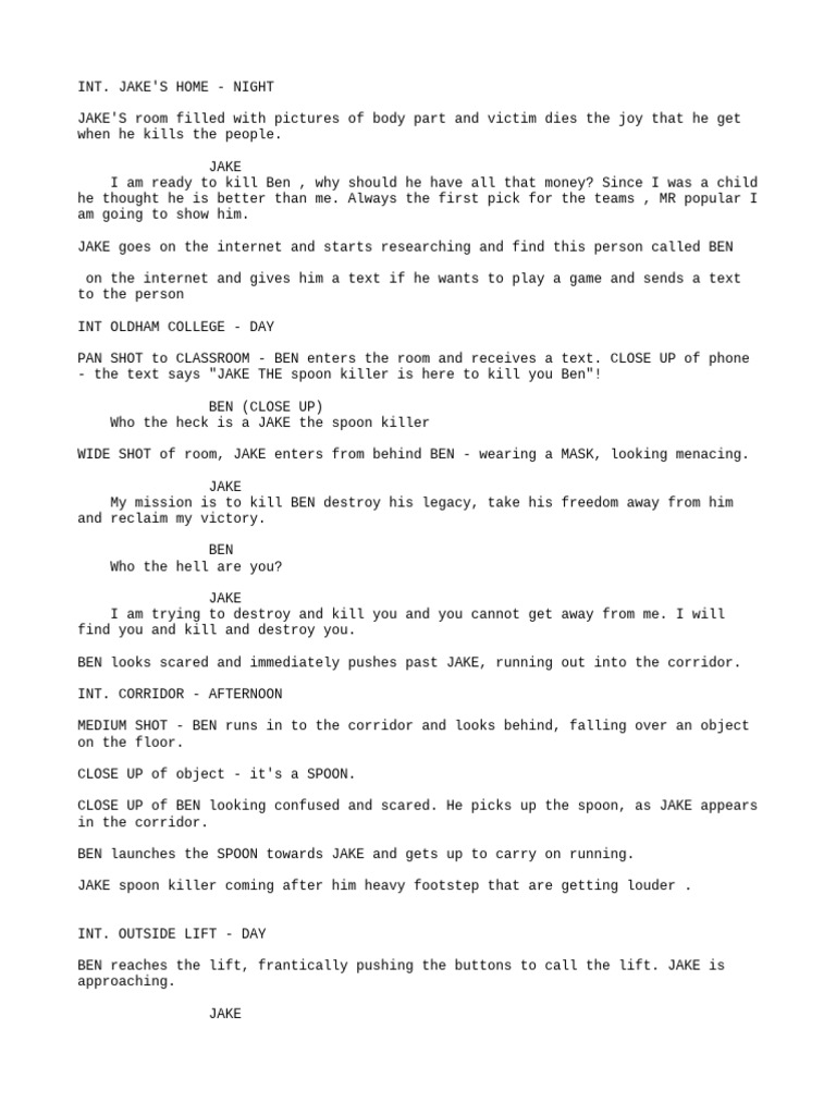 Script Short Horror | PDF