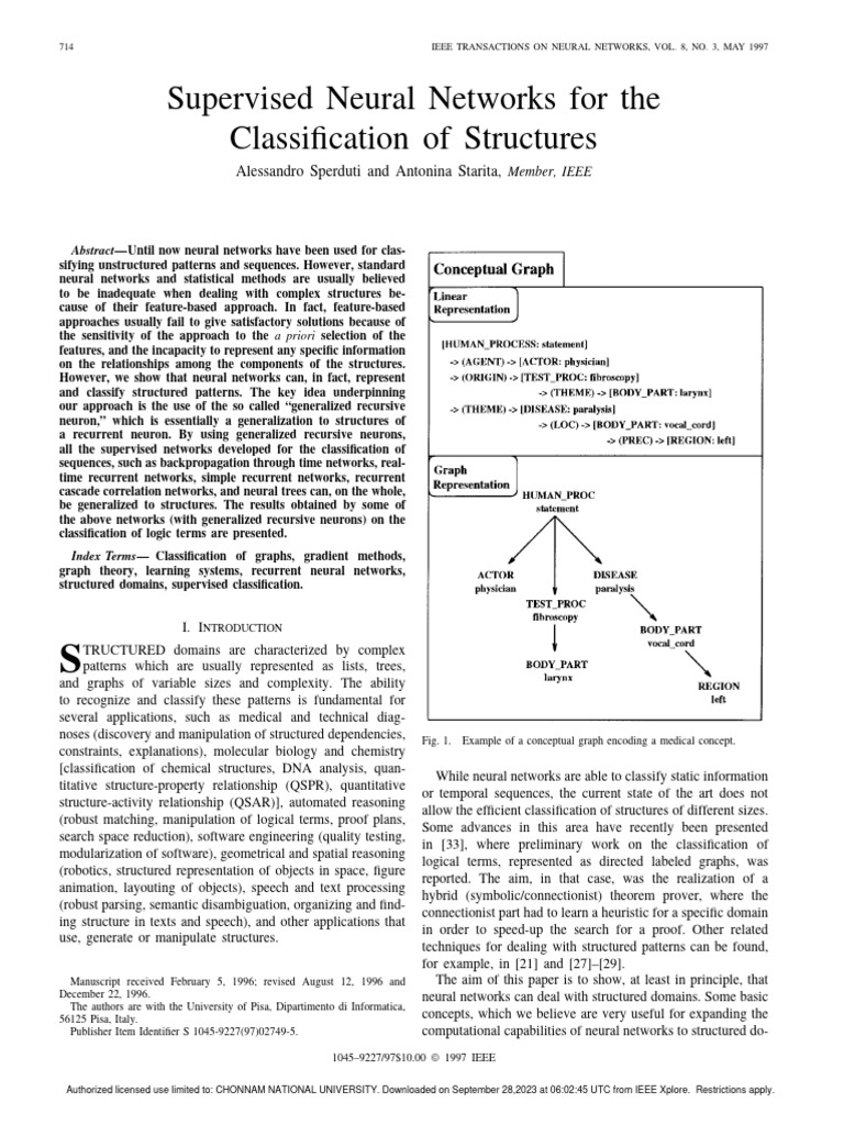 Supervised Neural Networks For The Classification of Structures | PDF | Artificial Neural ...