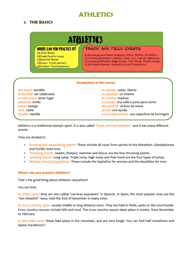 Athletics Notes 1º ESO | PDF | Track And Field | Entertainment
