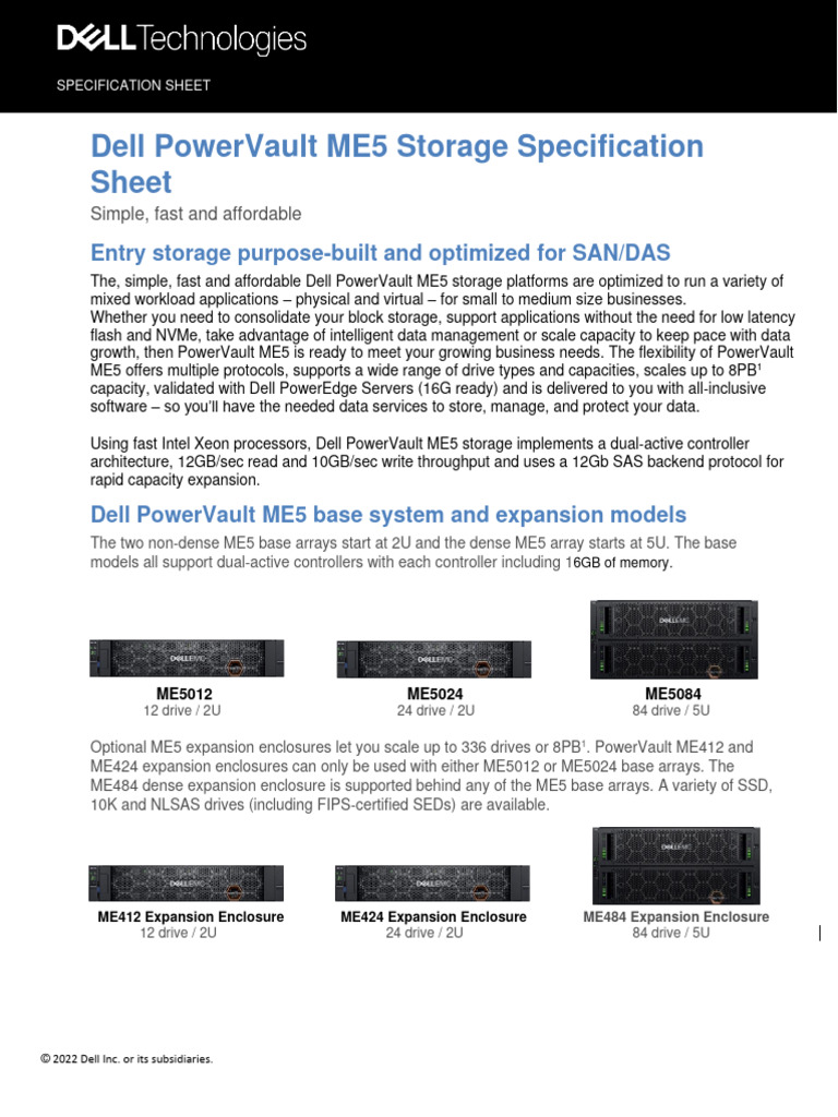 DELL ME5 Series Diskarray Datasheet | PDF