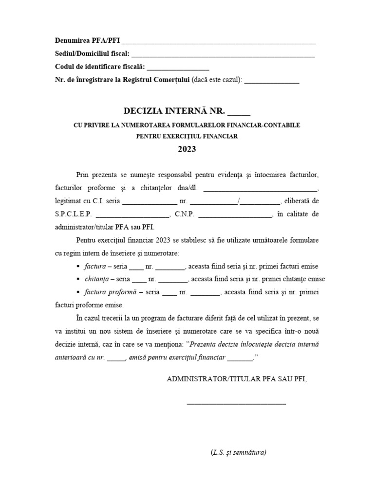 MODEL Decizie Internă | PDF