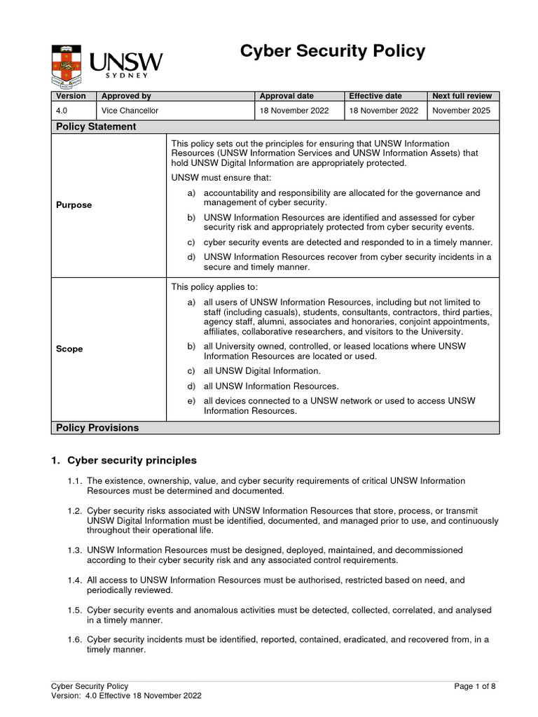 Cyber Security Policy | PDF