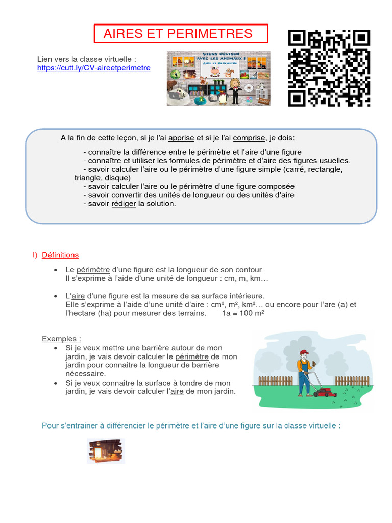 Aires et Périmètres en 6ème | PDF | Zone | Géométrie euclidienne