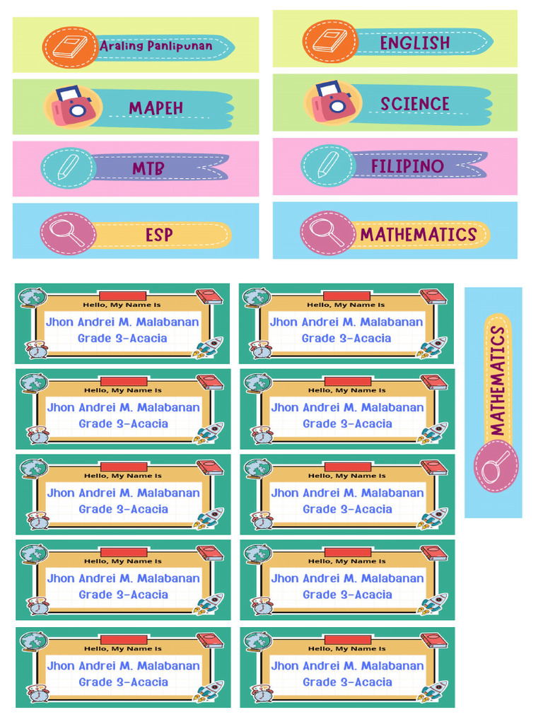 Printable Subject Title For Notebook | PDF