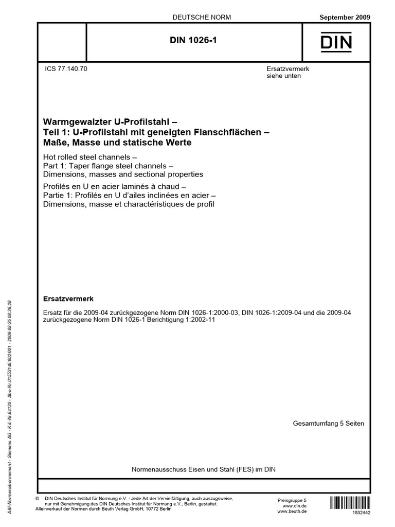 DIN 1026 Part1 Channels | PDF