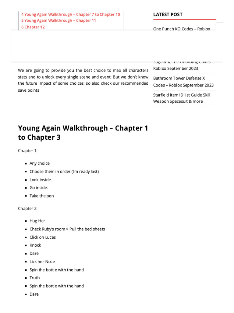 Young Again Walkthrough & Guide - Chapters 2 | PDF