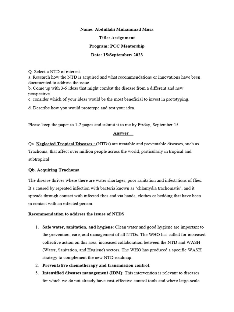 Abdullahi Muhammad Musa PCC Assignment | PDF | Wash | Water