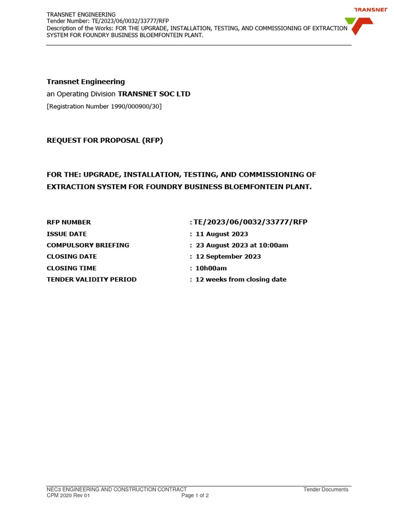 RFP - For The Upgrade, Installation, Testing, and Commissioning of ...