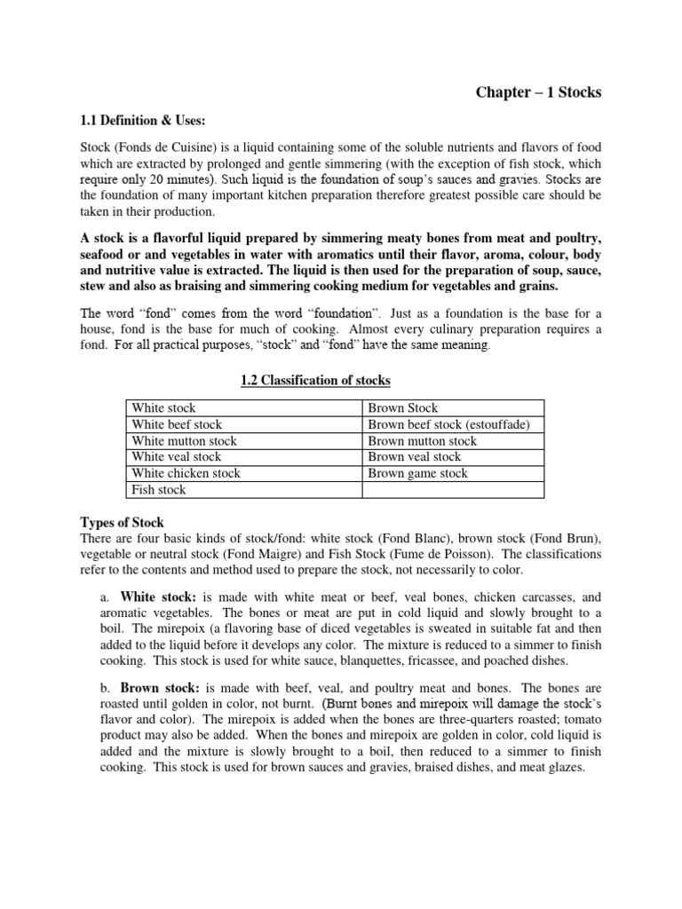 Understanding Stocks in Cooking | PDF