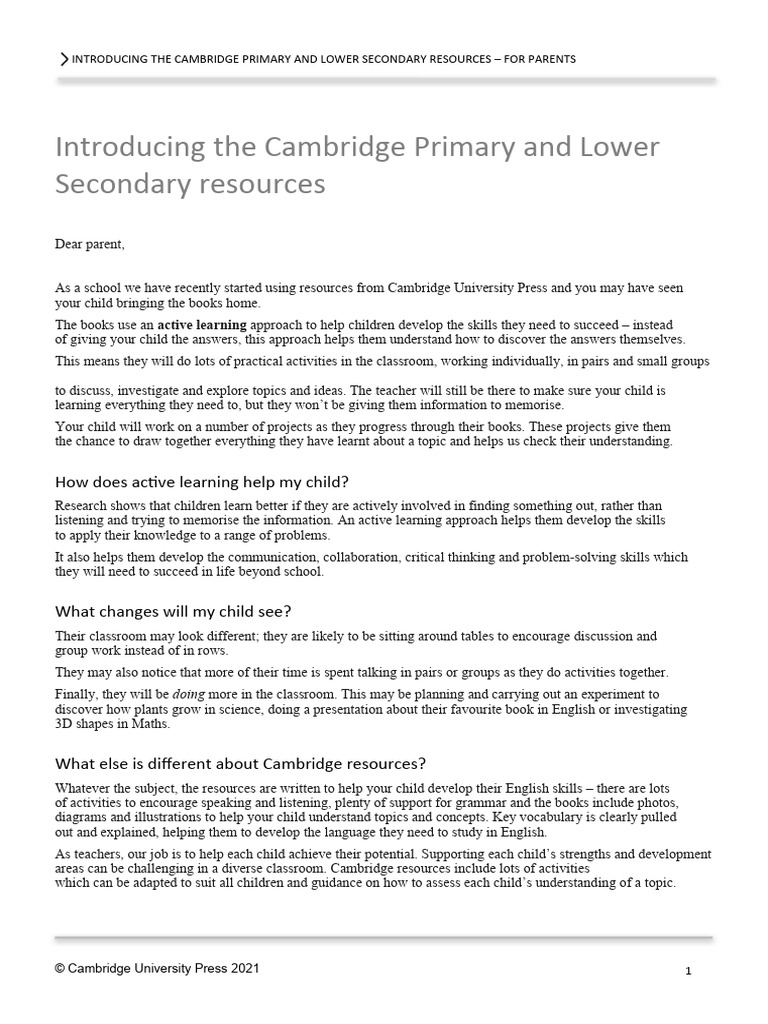 Prim Maths 6 2ed TR Letter For Parents | PDF | Learning | Teachers