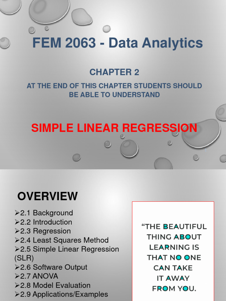 Chapter 2 Simple Linear Regression | PDF