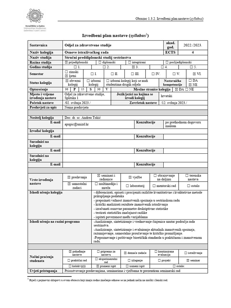 1.3.2. Izvedbeni Plan - 2022.-2023 | PDF