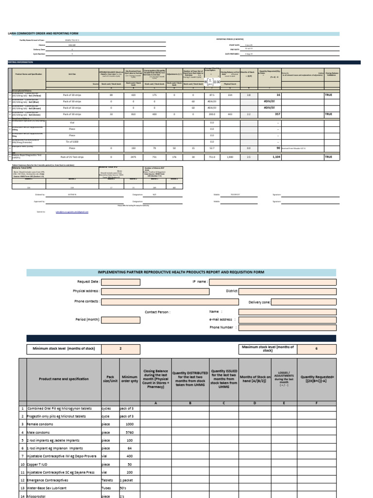Revised JMS Order Reporting Form July 2023 | PDF | Birth Control | Human Reproduction
