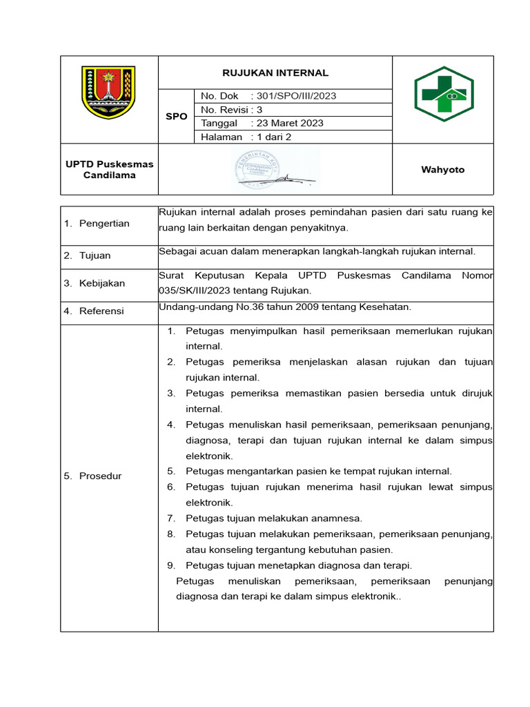 2023 Spo Rujukan Internal | PDF